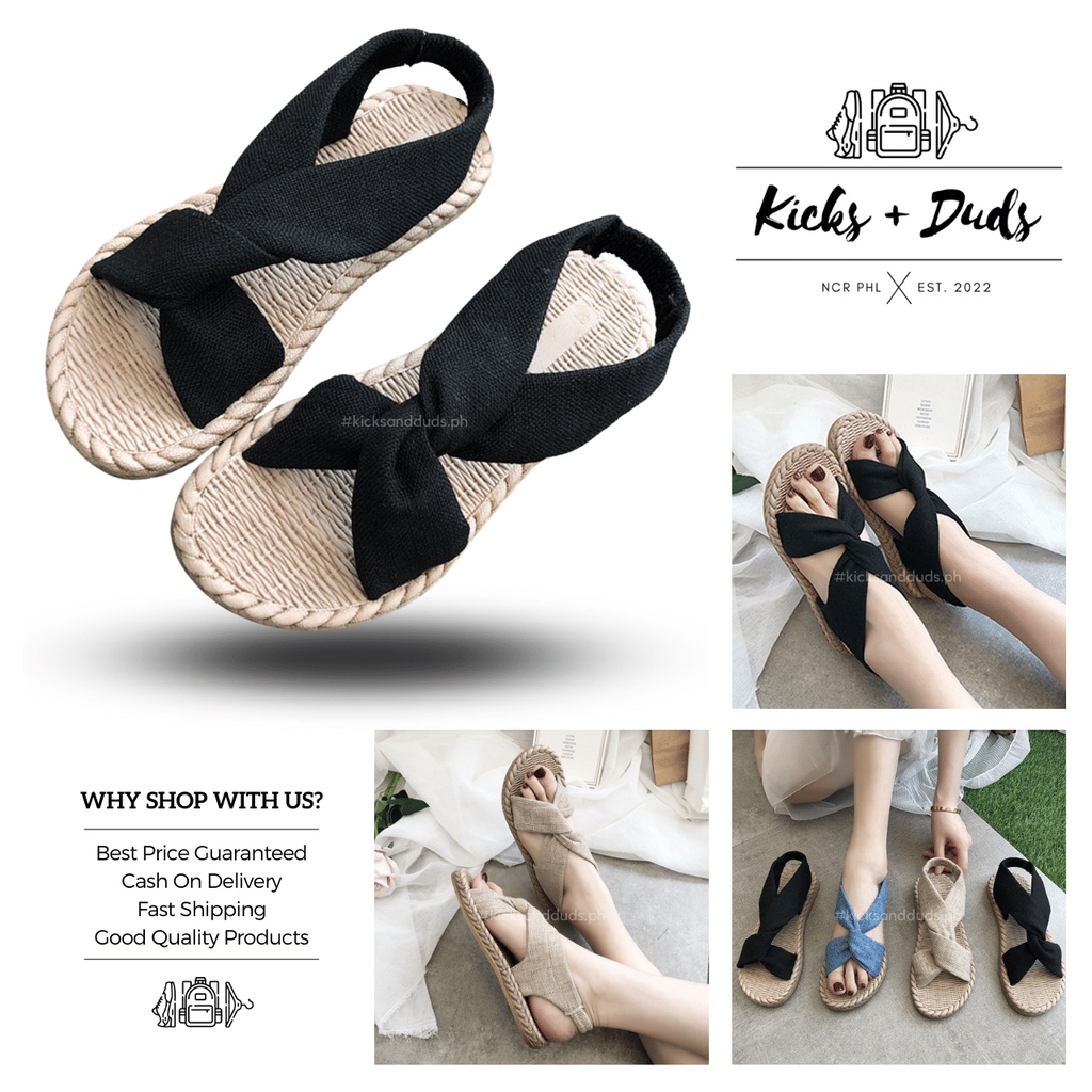 [KnD PH] Women Footwear Native Weave Design Casual Flat Sandals VTB2 | Shopee Philippines