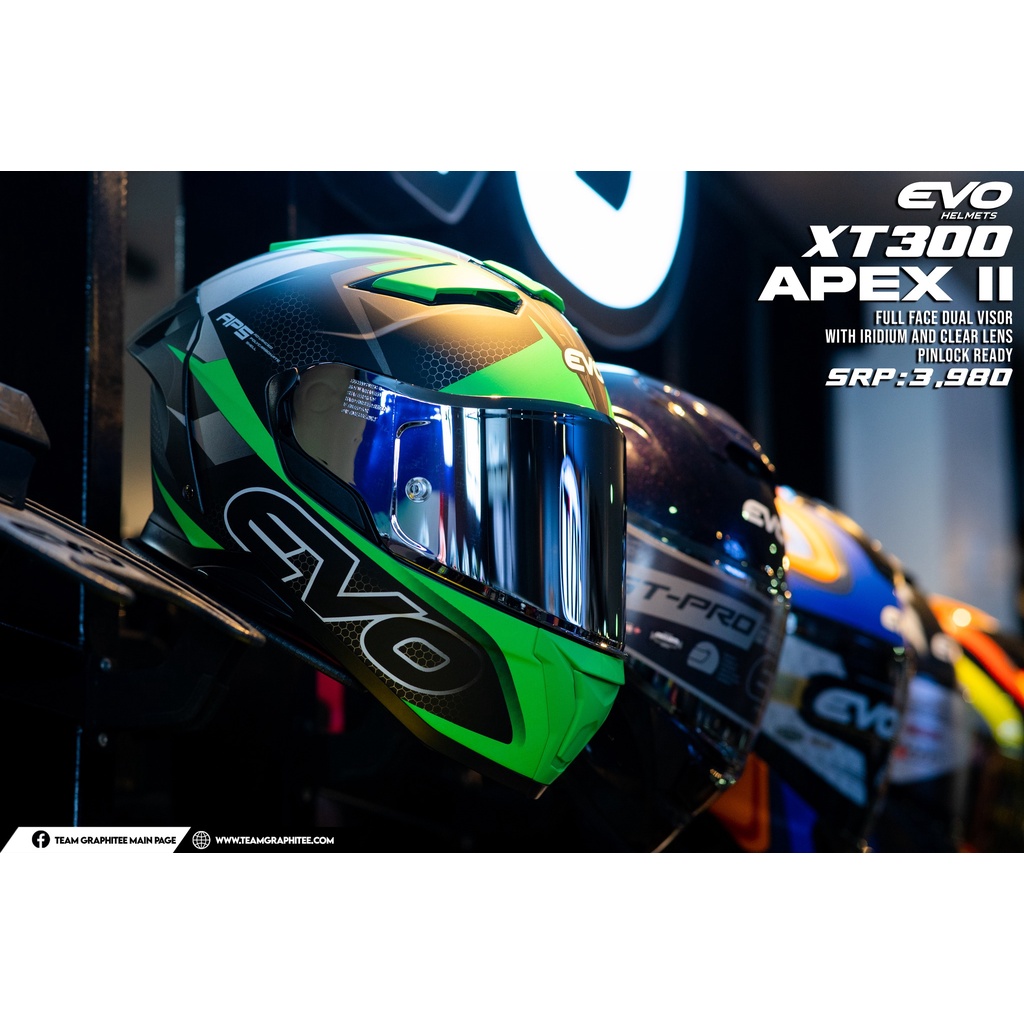 EVO XT-300 APEX Dual Visor Full Face Helmet With Free Clear Lens ...