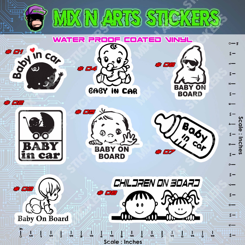 Baby on board Waterproof Vinyl Sticker for Motorcycle Tumbler Ect (Sold ...
