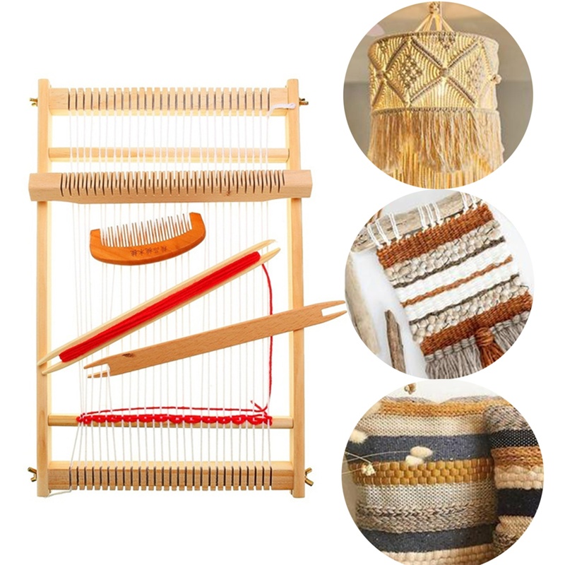 Wood Knitting Weaving Loom, Adjustable Yarn Weaving & Looming Kit ...
