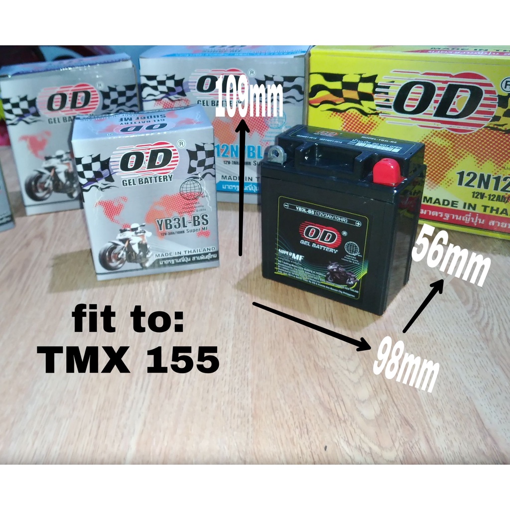 OD BATTERY 3L FOR TMX155 MAINTENANCE FREE made in thailand gel batterry ...