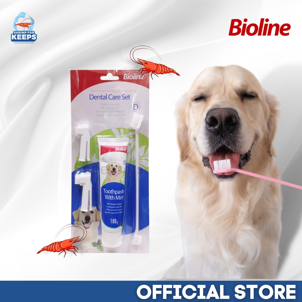 Bioline Dog Dental Care Set, Toothbrush & Toothpaste Teeth Cleaning Kit ...