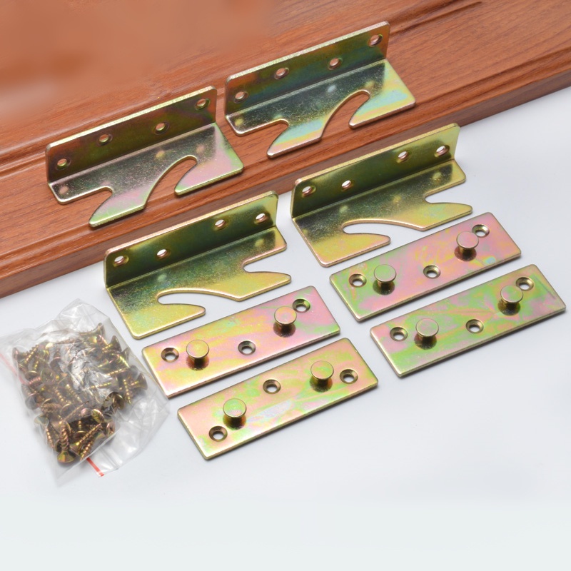 1 Set (4pcs) Bed Hinged Wood Board Connector Fixed Heavy Metal Cabinet ...