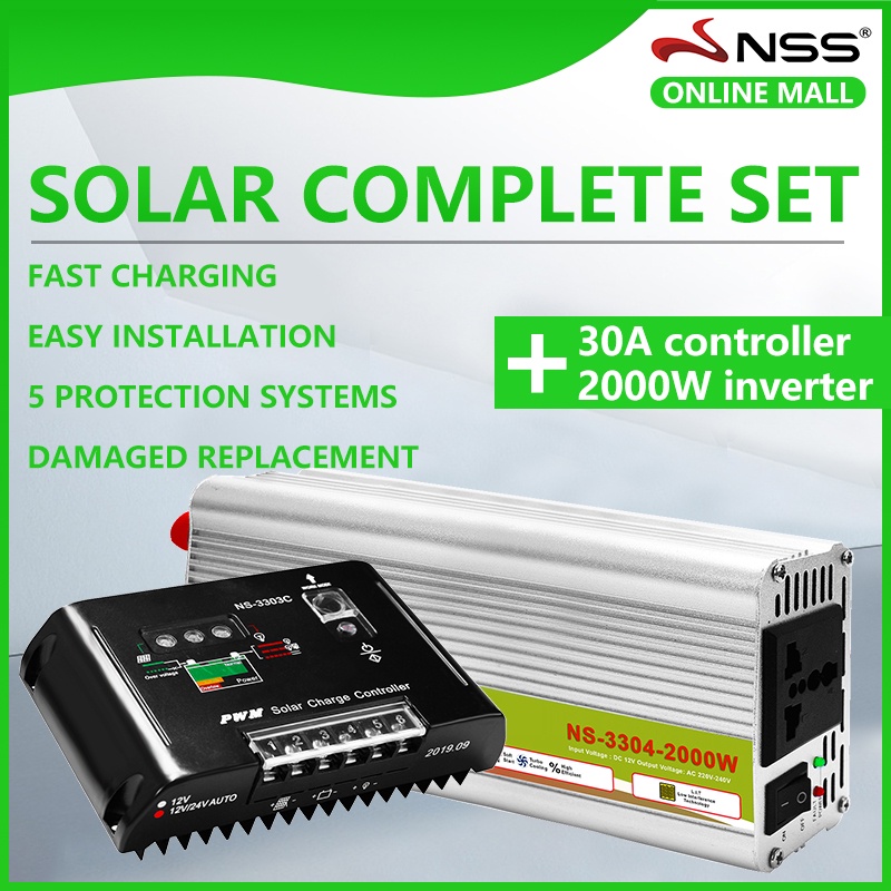 Nss 2 in 1 inverter 12v to 220v heavy duty set solar charge controller ...