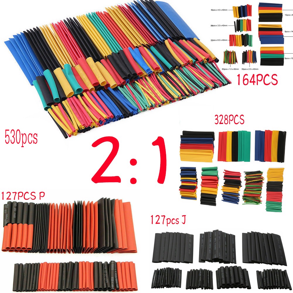 Heat Shrink Tubing Insulation Shrinkable Tube 2:1 Wire Cable Sleeve Kit ...