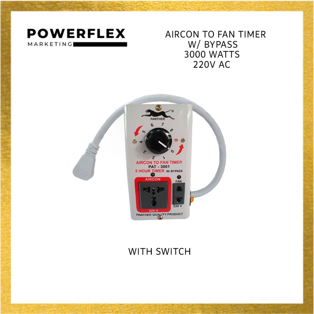 PAT 3001: Panther Aircon to Fan Timer with Switch w/ Bypass 3000 Watts ...