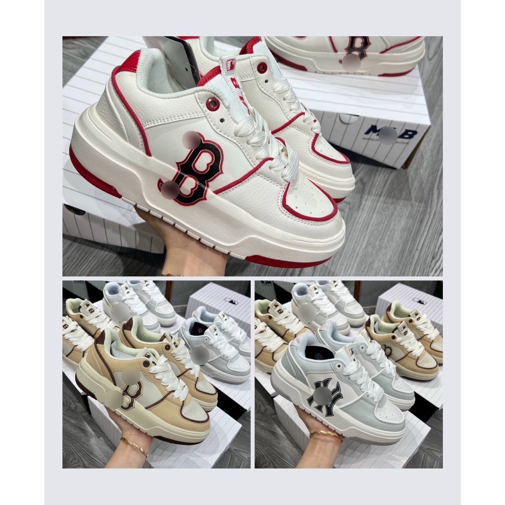Mlb Chunky Sports Shoes white gray red, MLB LOW sneakers yellow cream ...