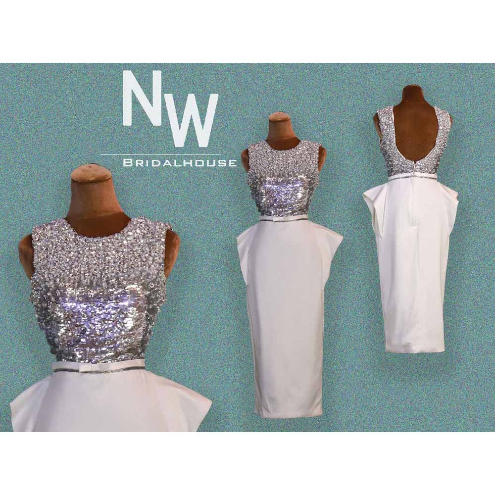 Noelle West White Silver Sequined Evening Gown | Shopee Philippines