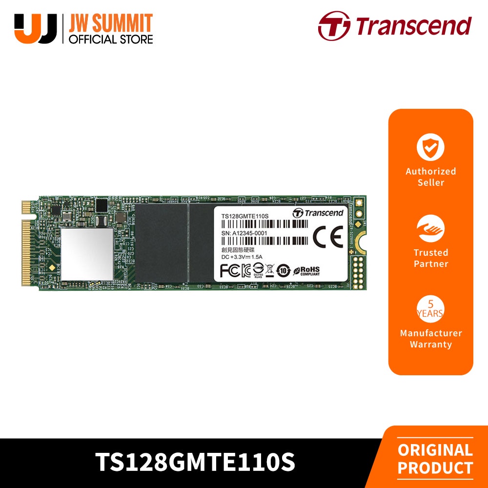 Transcend 128GB NVMe PCIe Gen3 x4 M.2 SSD Solid-State Drive ...