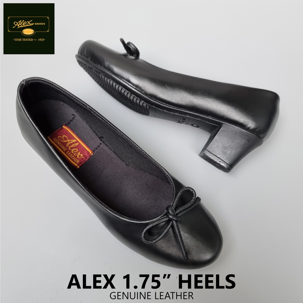 ALEX SHOES WOMEN'S 1.75 INCH HEEL HEIGHT BLACK GENUINE LEATHER FOR ...