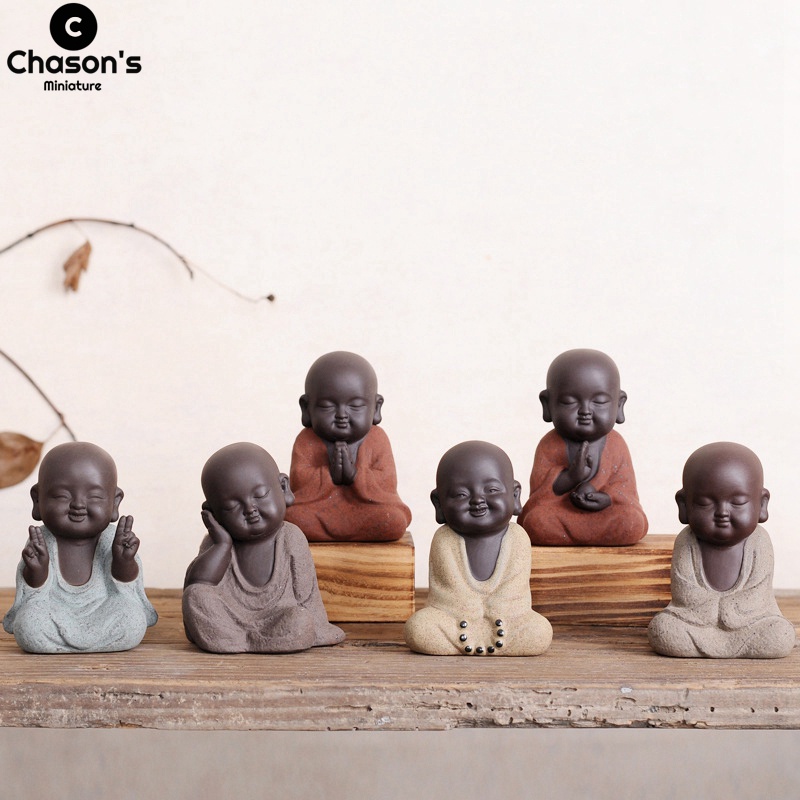 ~Purple Clay Ceramics Buddha Little Monks Tibetan Buddhist Statue ...