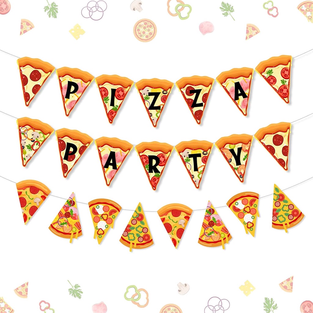 Fangleland Pizza Party Banner Pizza Party Time Pennant Banner Pizza