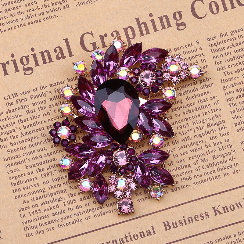 Exquisite Fashion Stained Crystal Large Brooch for Women Attending ...