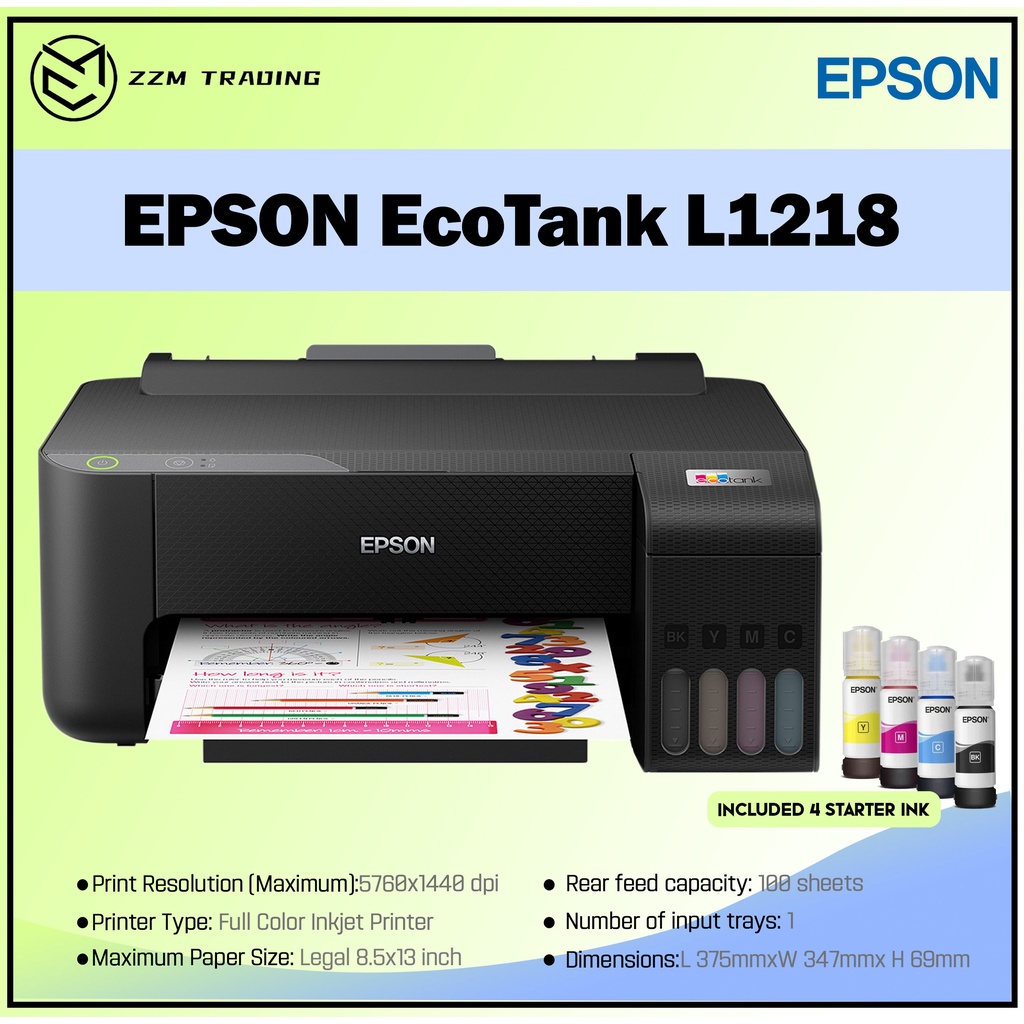 EPSON ECO TANK L1218 Inkjet Printer :5760 x 1440dpi Tank Printer ( FREE ...