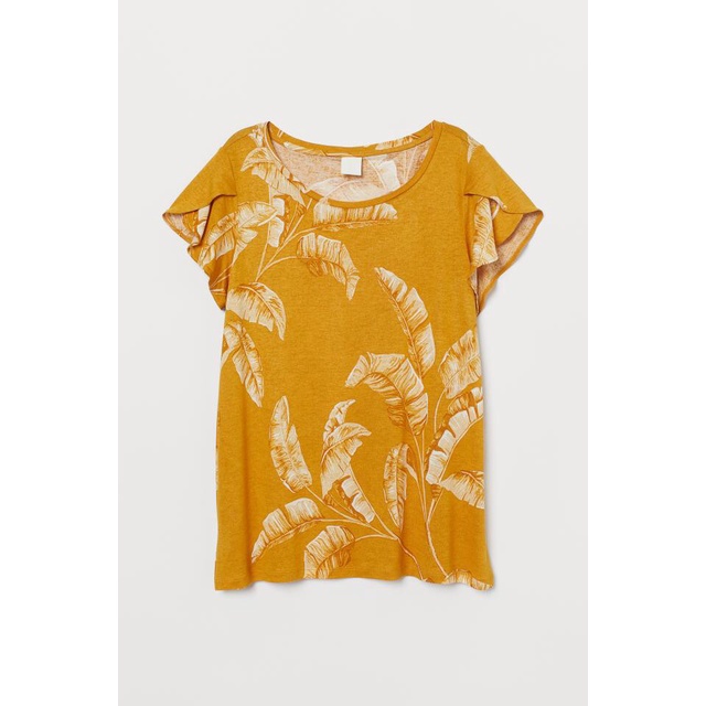 HnM Women's Fluorescent Sleeve Top Tee Dark Yellow | Shopee Philippines