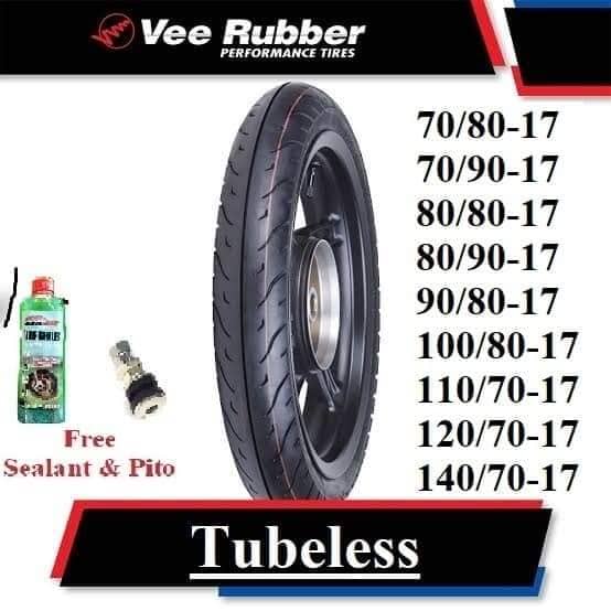 VEE RUBBER TIRE SIZE BY 17 (INCHES) TUBELESS WITH FREE PITO AND SEALANT ...