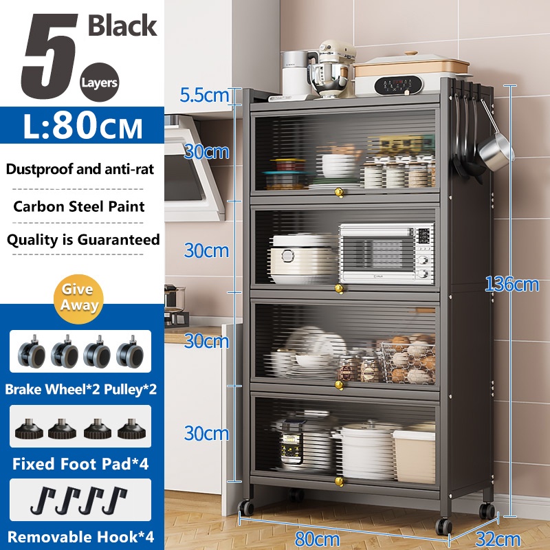 Kitchen cabinet dish storage cabinet home organizer plate shelf 80CM ...