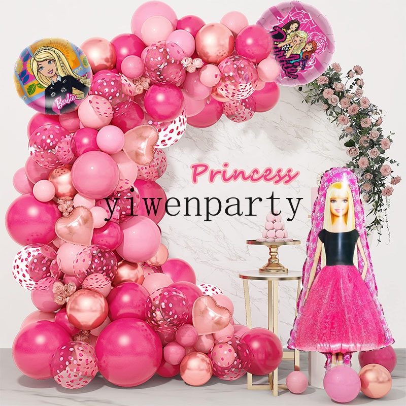108Pcs/set Princess Barbie Theme Pink Rose Balloon Garland Set Suitable ...