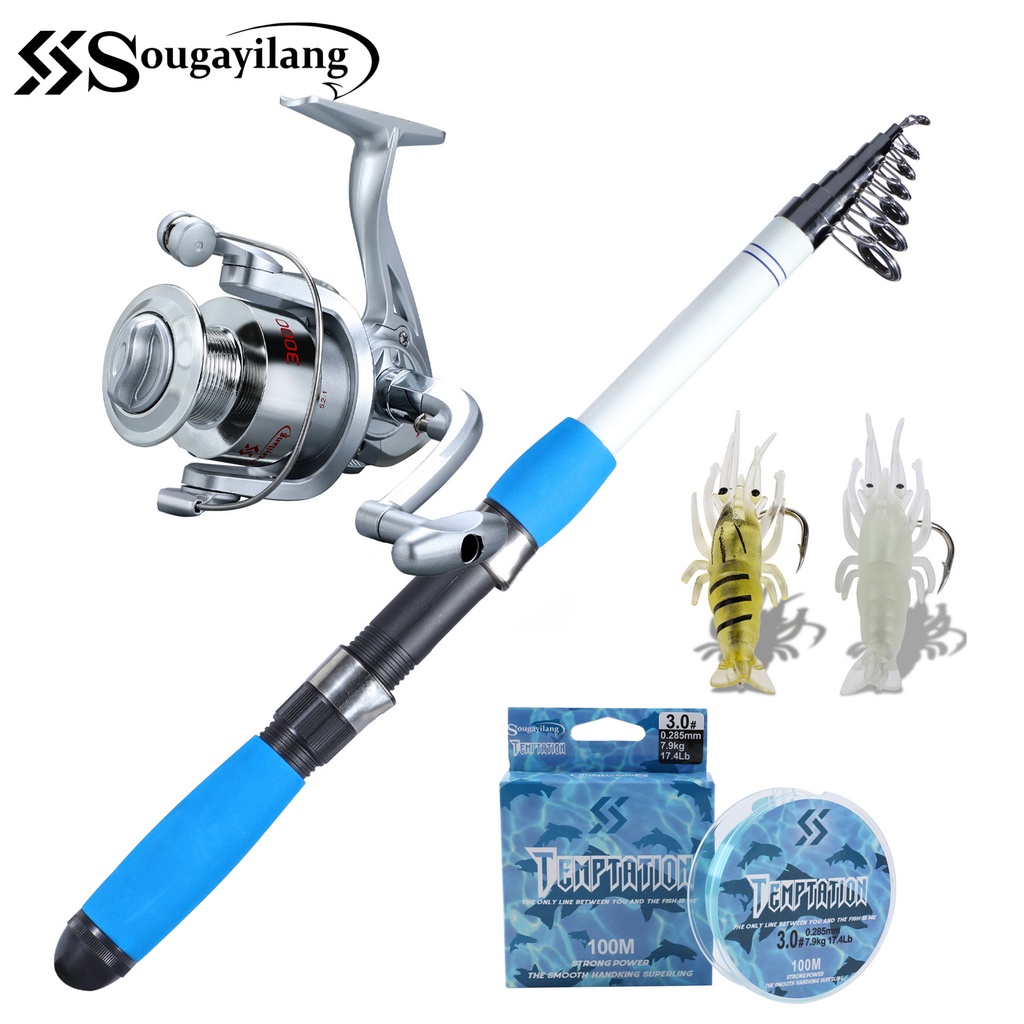 Sougayilang Fishing Rod 1.0m-1.8m Reel 1000-4000 Spinning 5.2:1 High ...