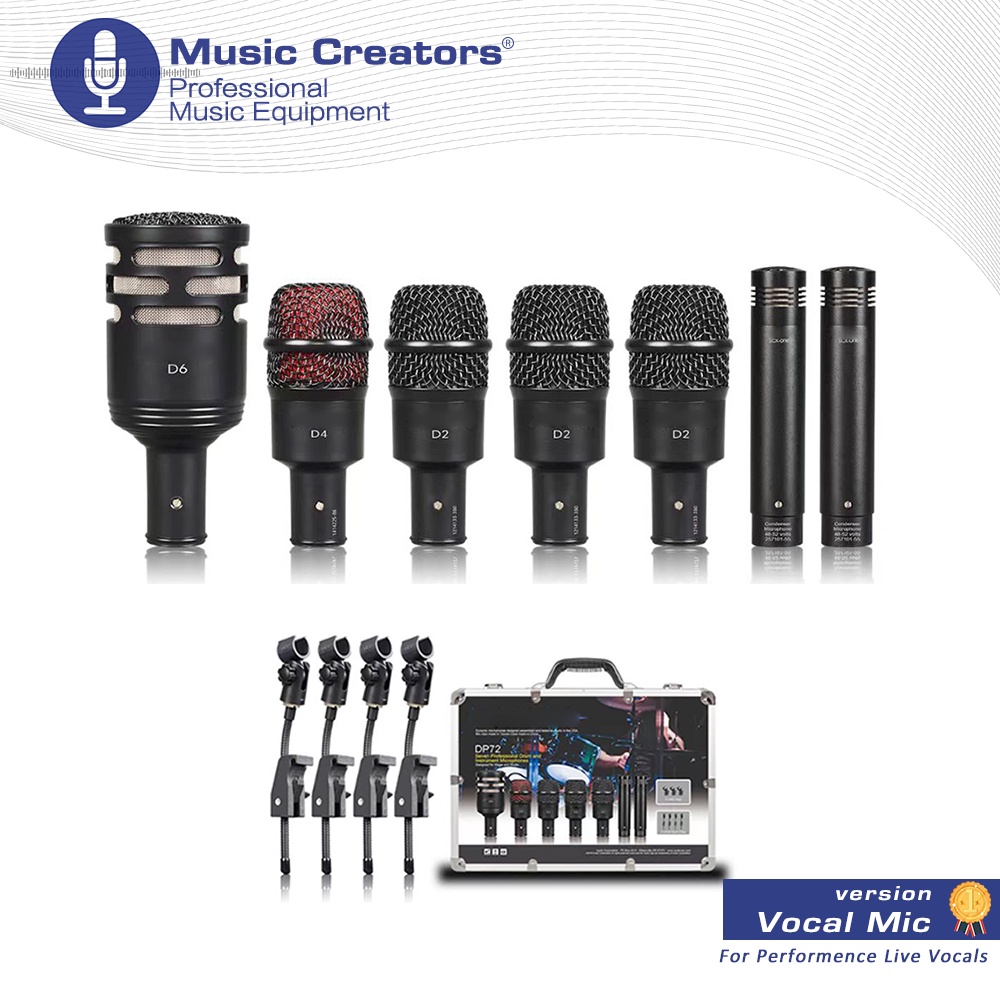 DP72 Professional Drum Microphone Set, 7-Pack, Wired Dynamic ...