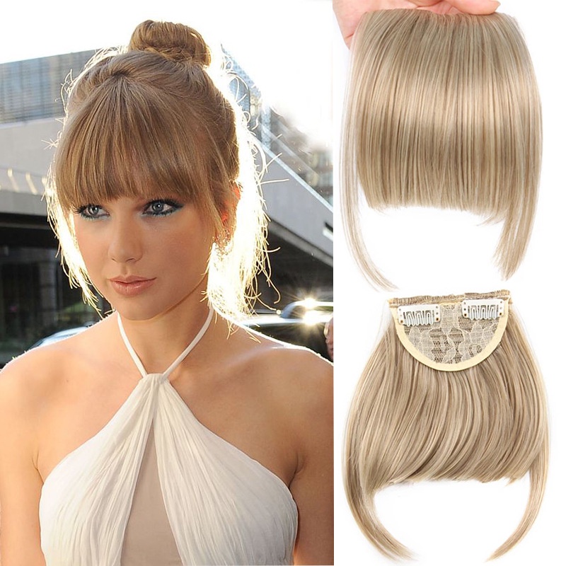 Two Colors In Front Bangs Wig Clips In Bangs Hair Neat Fake Bangs Hair ...