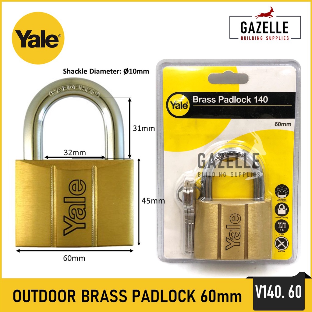 Yale Outdoor Brass Padlock Heavy Duty w/ 3 Keys - 60mm | Shopee Philippines