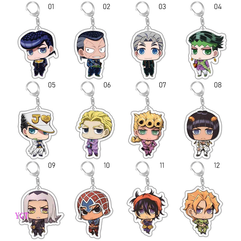YGT Anime Jojos Bizarre Adventure Keychain Cartoon Figure Acrylic Key ...