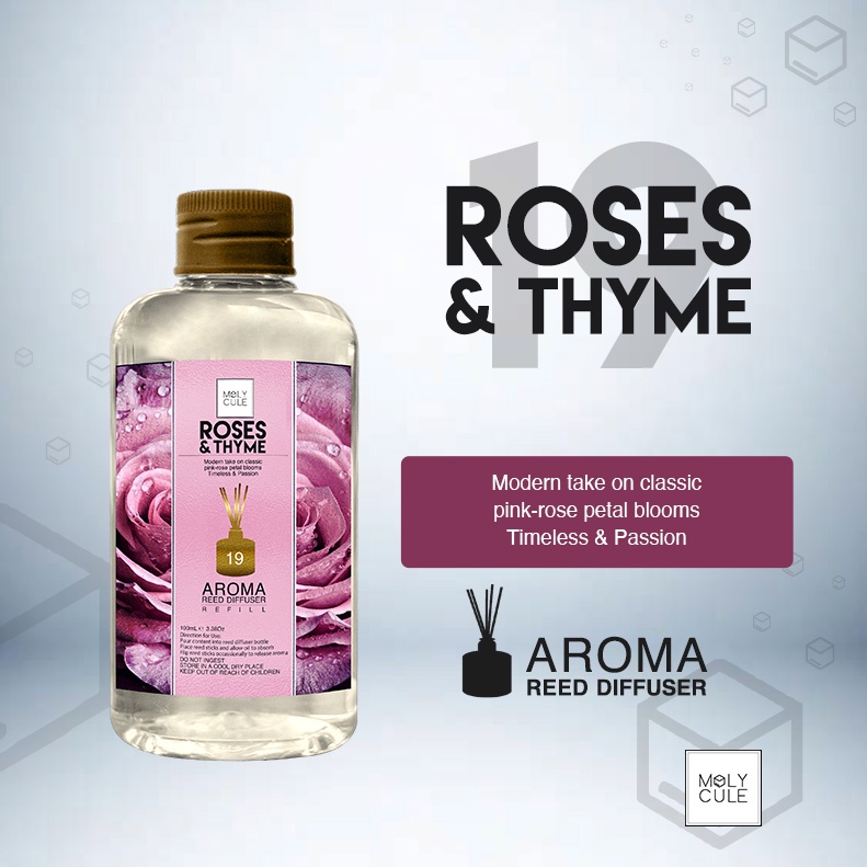 MOLYCULE Roses & Thyme Scent Reed Refill Aroma Diffuser Oil Home Room Fragrance | Shopee Philippines