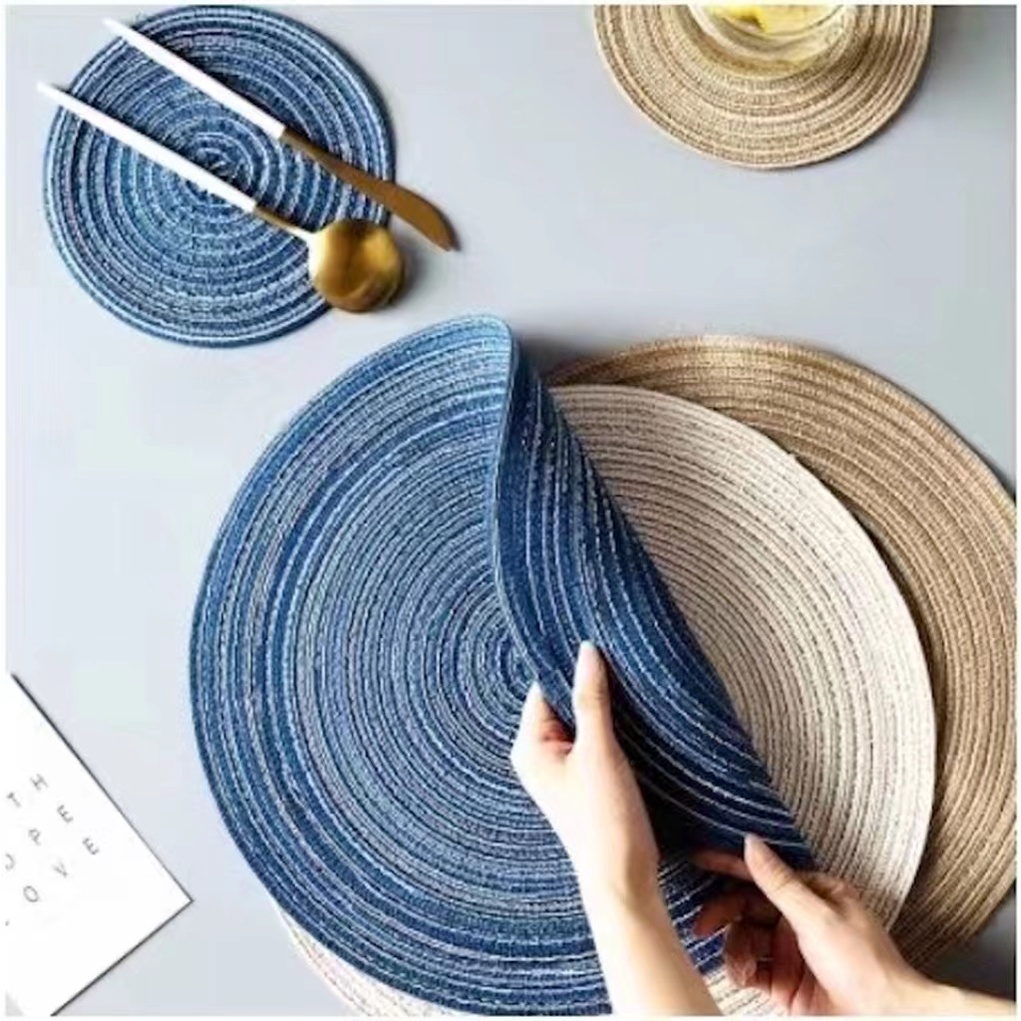 Elegant Placemats For Dining Table Heat-Resistant Round Design Washable ...