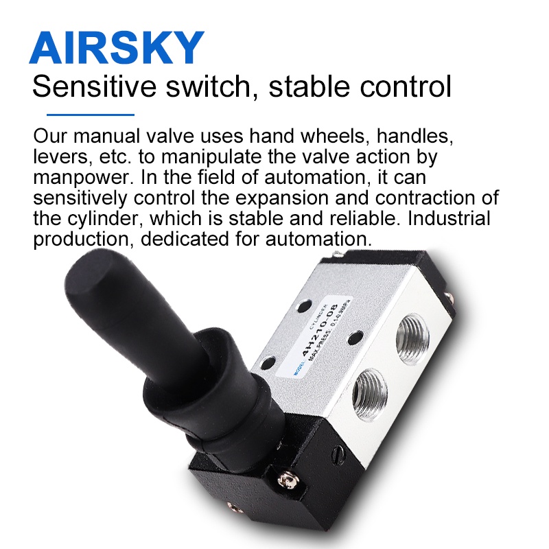 Hand Lever Valve 4H210-08 Pneumatic Operated Control valve 14" 5 Port 2 Position 52 Way Manual ...