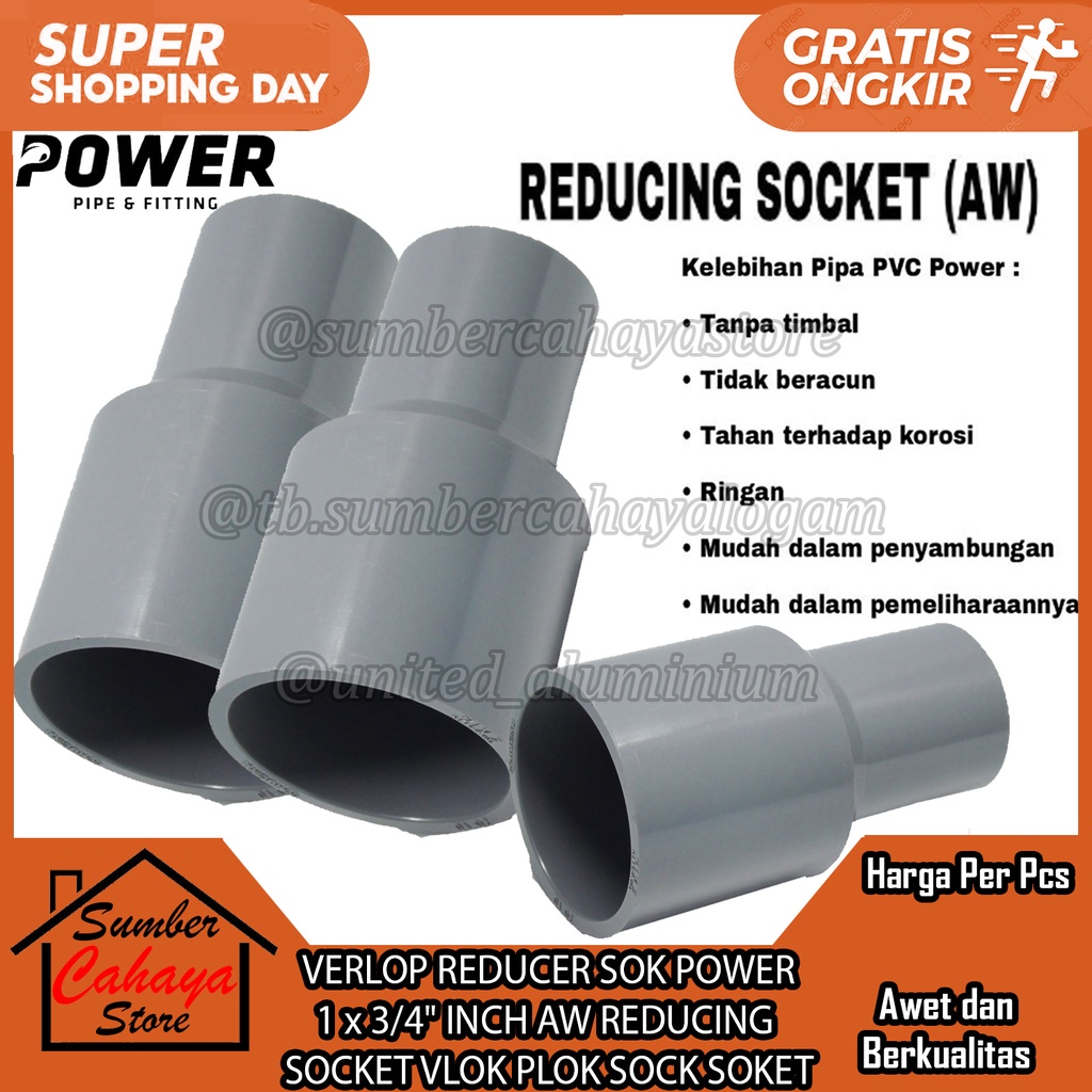 VLOKSOK REDUCING SOCKET REDUCER SOK POWER 1 x 3/4" INCH AW VERLOP VLOK ...
