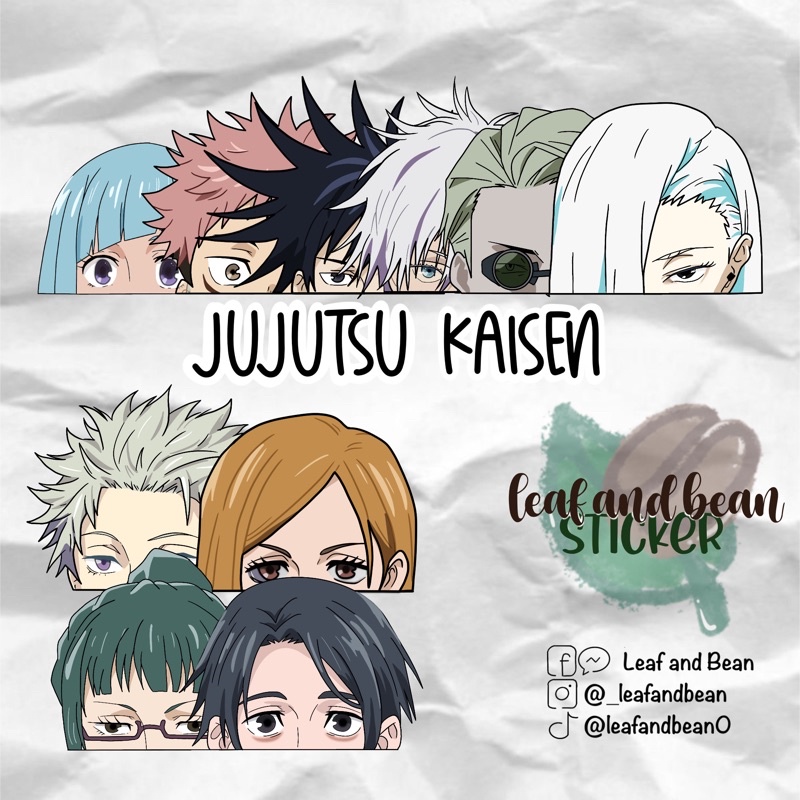 Leaf and Bean || Jujutsu Kaisen eye peeker stickers || Waterproof vinyl ...