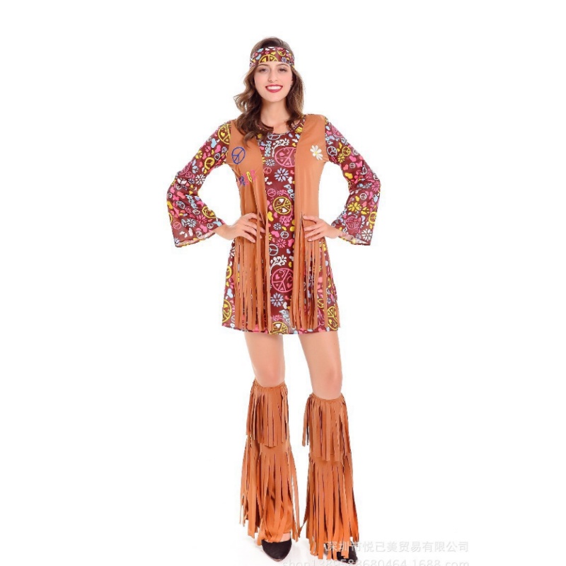 Retro 60s 70s Hippie Cosplay Carnival Halloween Costume for Men Women ...
