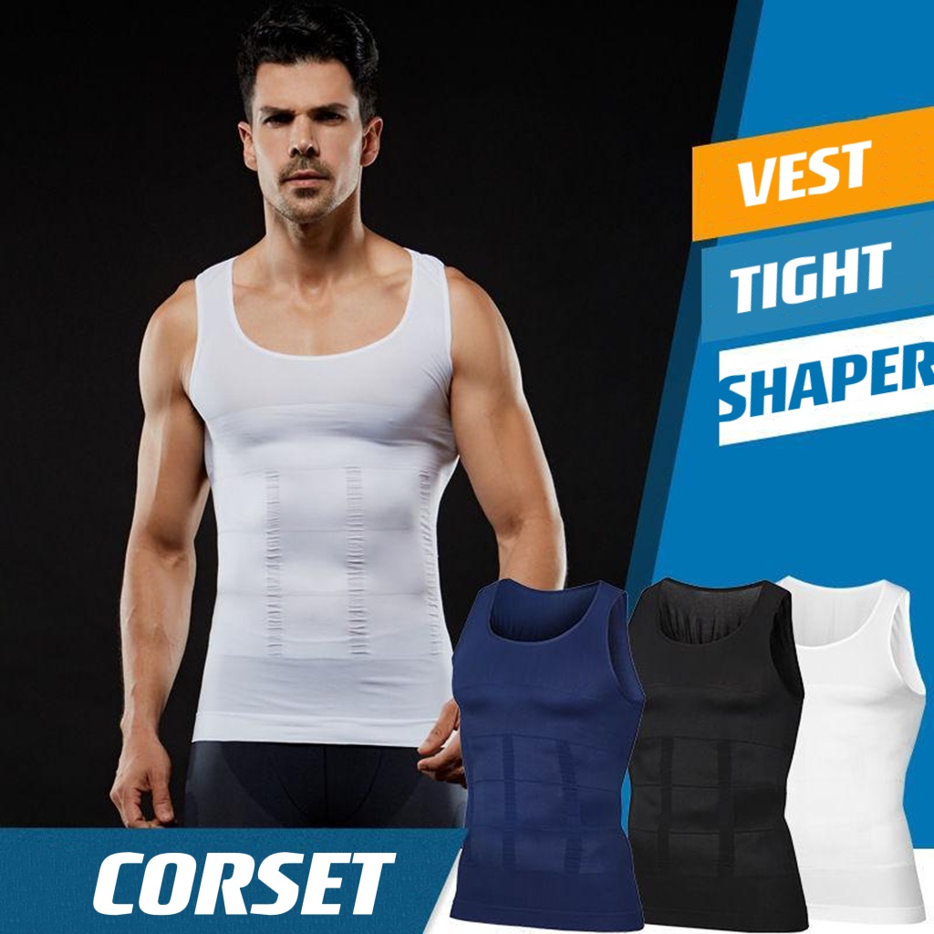 Men's Corset Vest Body Shapewear Compression Abdomen Body Belly Control ...