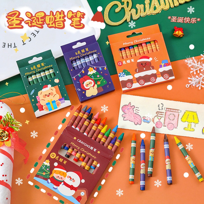 Christmas Crayons 8-Color 12-Color Crayon Set Graffiti Painting Pens ...