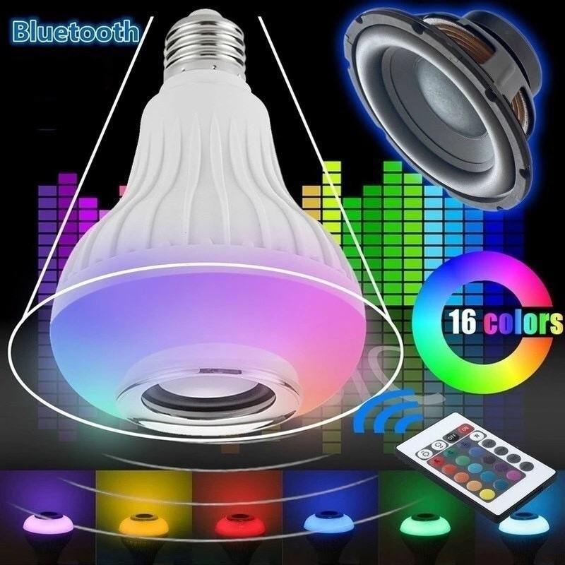 Bluetooth LED Light Bulb Speaker Music Audio with Sound Function Smart ...