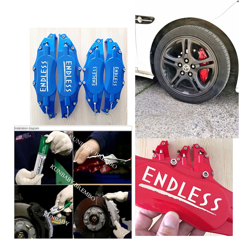 4 Pcs ABS Brake Disc Caliper Cover with white Endless Sticker Logo 29cm+26cm | Shopee Philippines