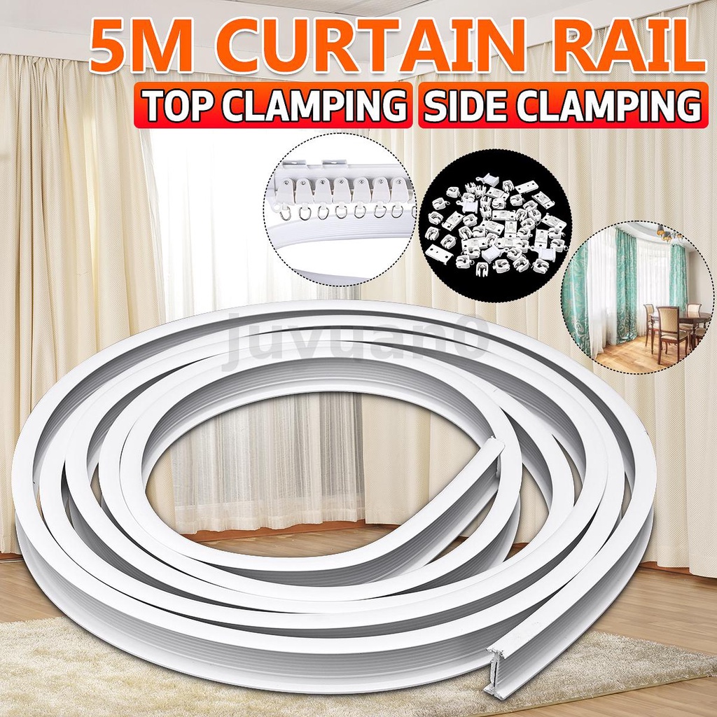 5m White Plastic Bendable Curtain Track for Straight Bay Window Rail ...