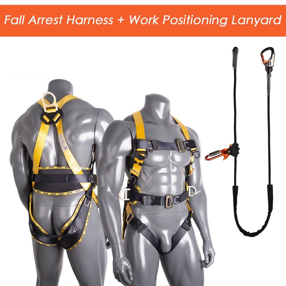Full Body Fall Arrest Harness Positioning Lanyard Set for Industrial ...