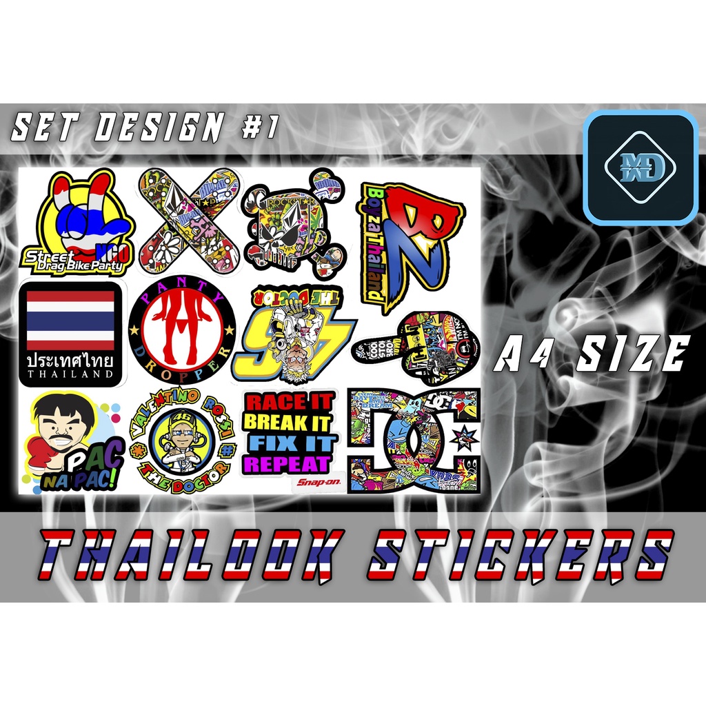 Set 2 Thai Stickers/Thailook Stickers Set, A4 Size Vinyl Stickers ...