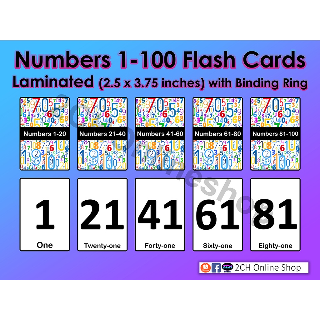 Numbers 1-100 Flash Cards For Kids Laminated | Shopee Philippines