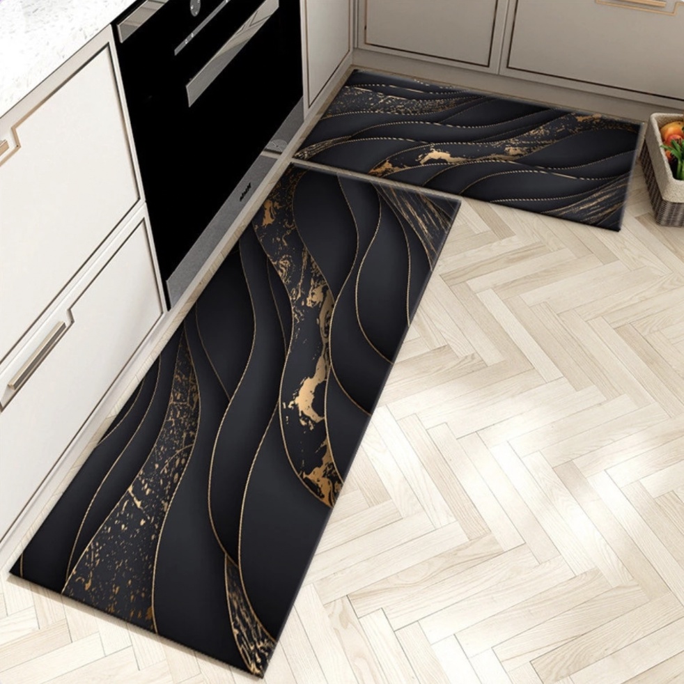 Set of 2 Kitchen Modern Mat Set Non-Slip Rug Non Skid Backing Floor-mat ...