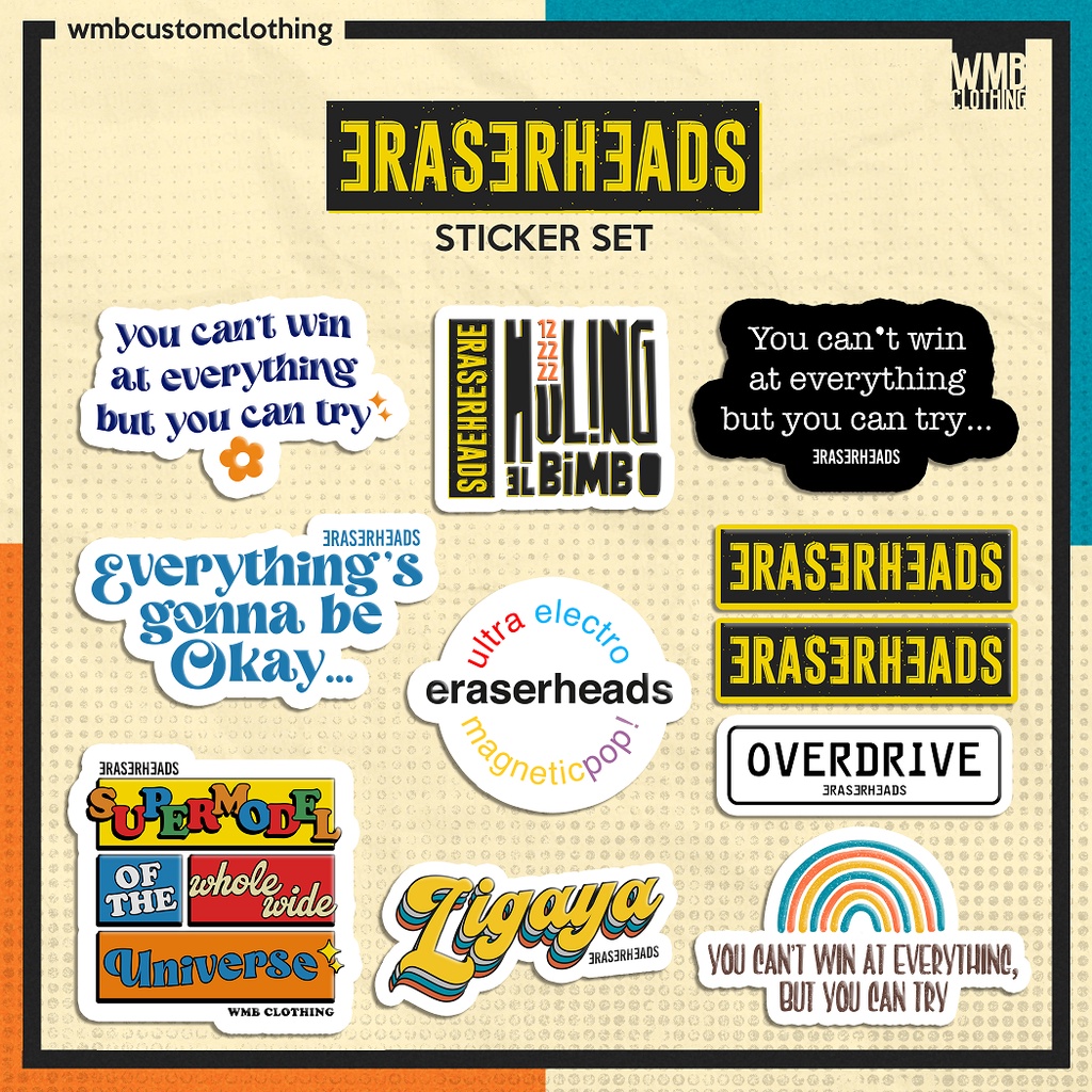 Eraserheads (EHEADS) Merch (Button Pin Set & Stickers) by WMB Clothing ...