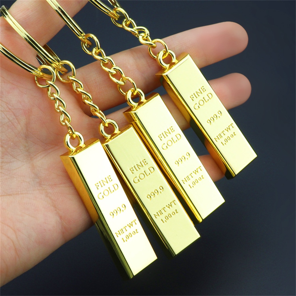 Creative Imitation Gold Bar Keychain Funny Gold Key Ring Luxury Man Car ...