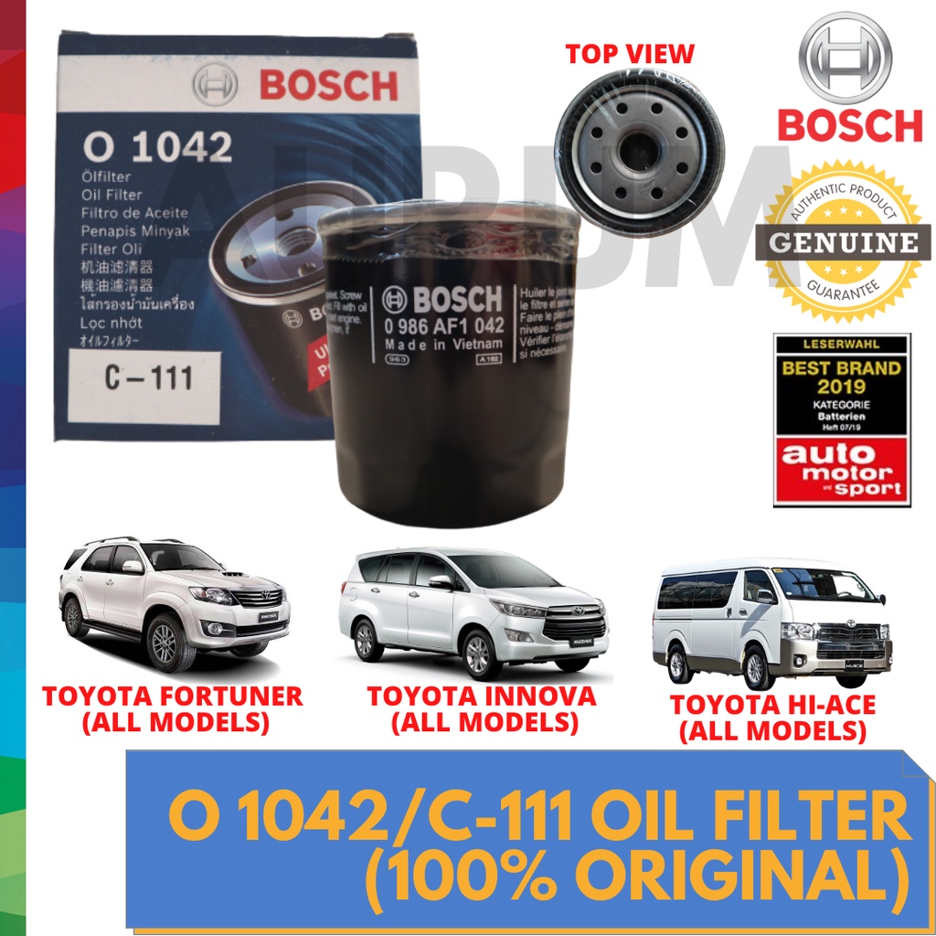 Bosch Oil Filter 01042 (C-111) Fortuner (All models), Innova (All Model ...