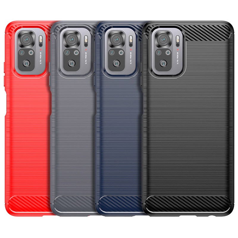 For Xiaomi Poco M5s Shockproof Armor Carbon Fiber Hybrid Brush TPU Case ...