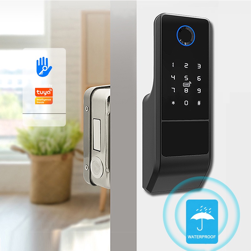 Waterproof Outdoor Smart IP65 Fingerprint Door Lock Digital IC Card Rim ...