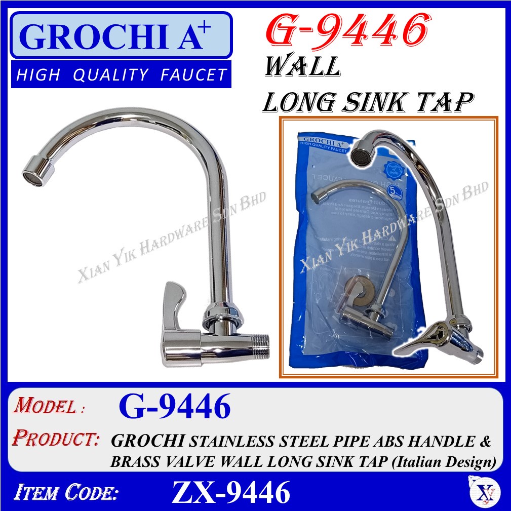 ZX-9446 (G-9446) GROCHI STAINLESS STEEL PIPE ABS HANDLE & BRASS VALVE ...