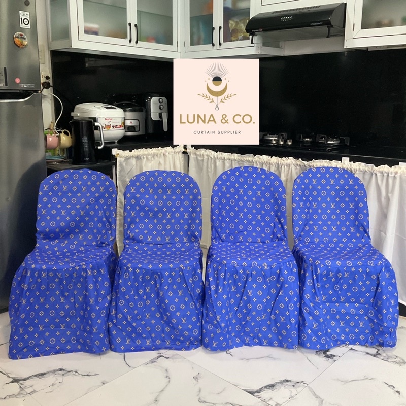 LV Blue Elegant Monoblock Chair Cover | Shopee Philippines