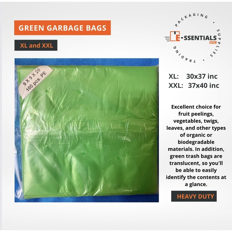XL-XXL, Thick, Green Garbage bag / Trash Bags ( 100pcs) with Invoice ...